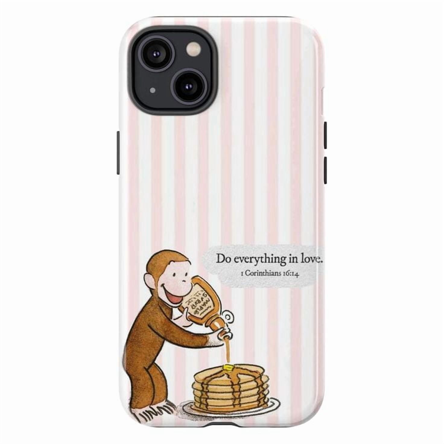 George The Monkey Christian Scripture Phone Case, Pink Stripe Pancakes ...