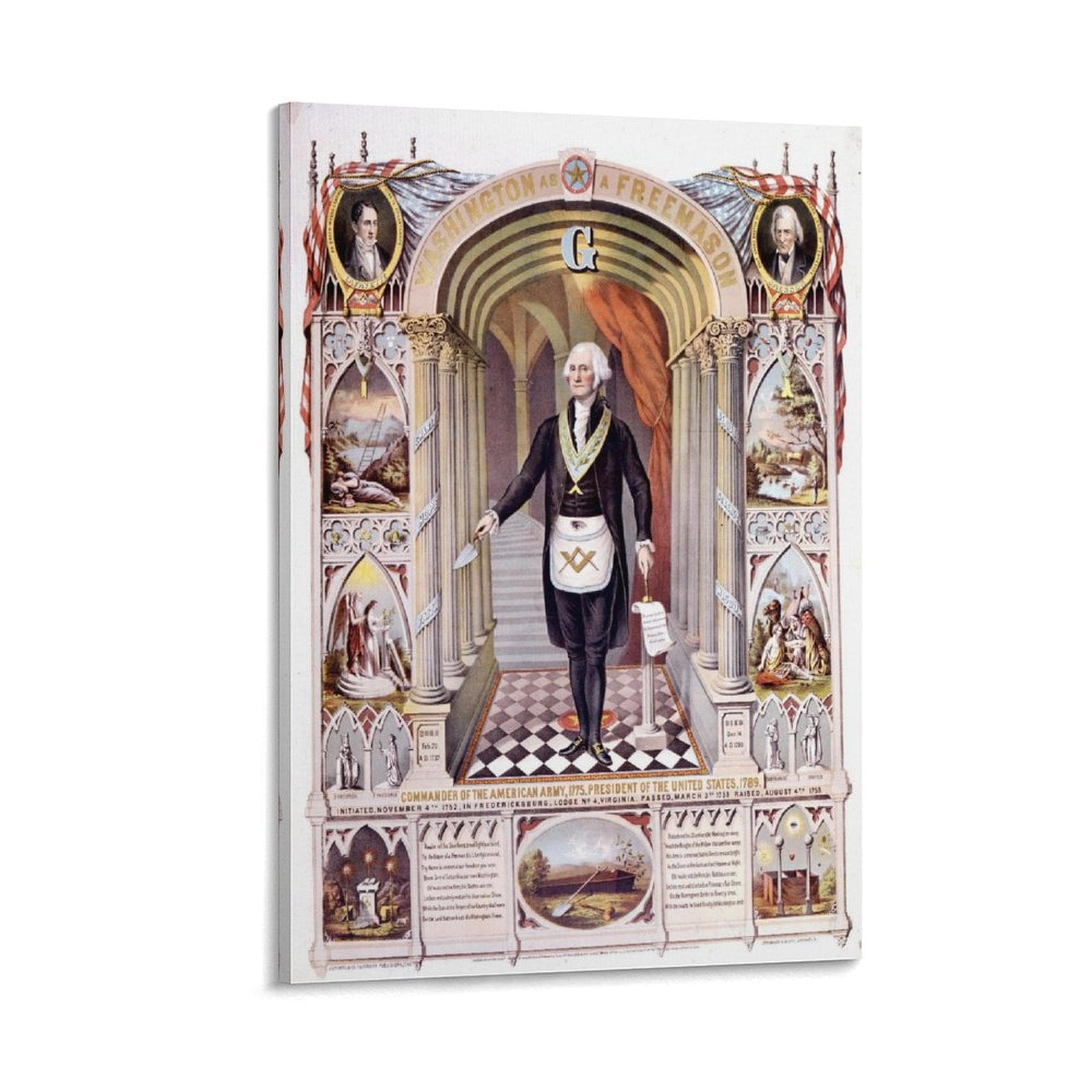 George Washington As A Freemason Poster Canvas Poster Wall Art Picture ...