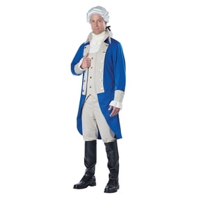 George Washington Adult Costume with Blue Jacket, Gold Detailing, and ...