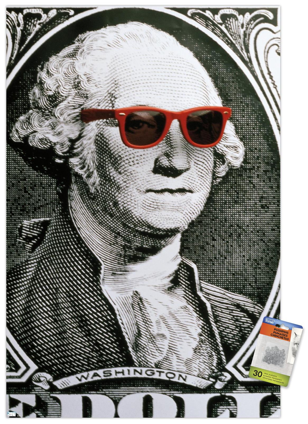 George Washington - Dollar Glasses Wall Poster with Pushpins, 22.375" x ...
