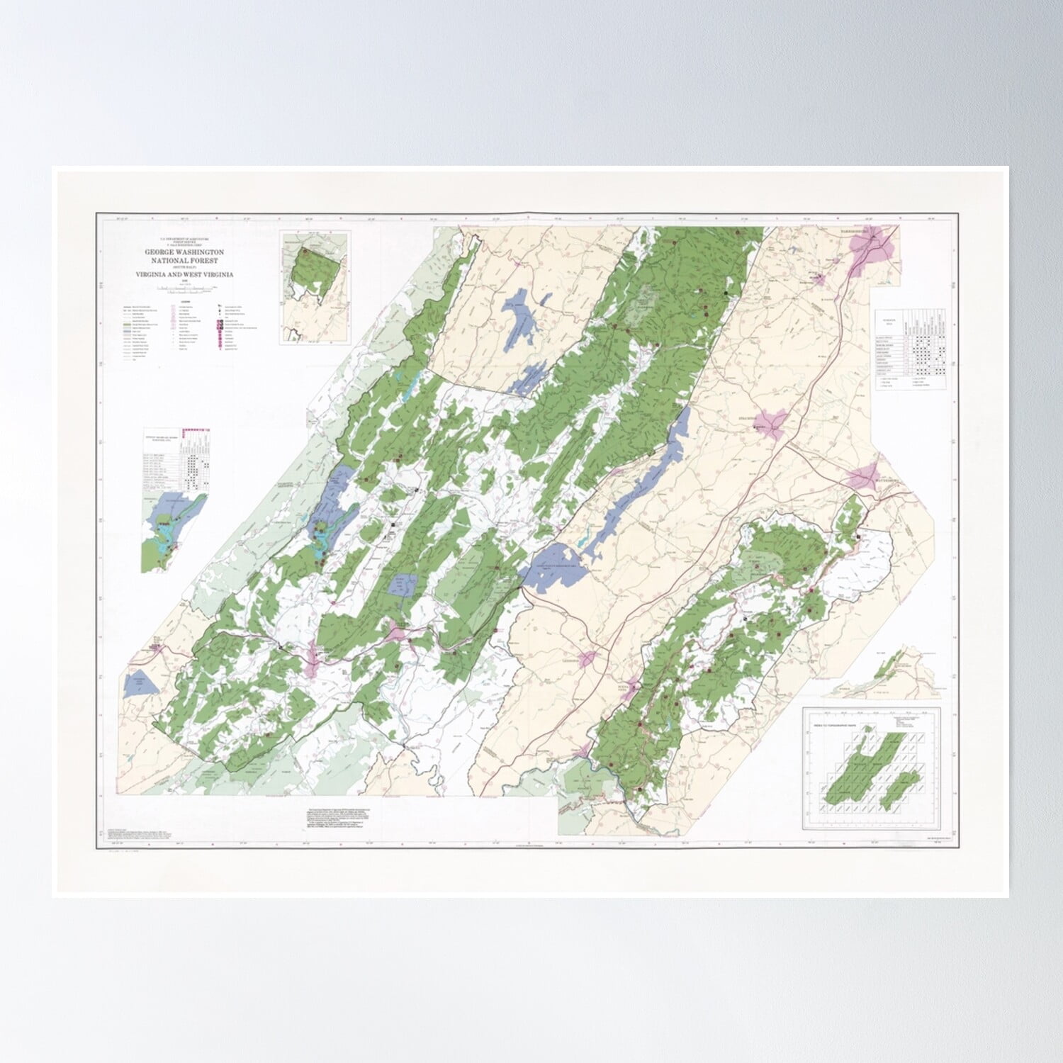 George Washington National Forest Map (1989) Virginias Woodland ...
