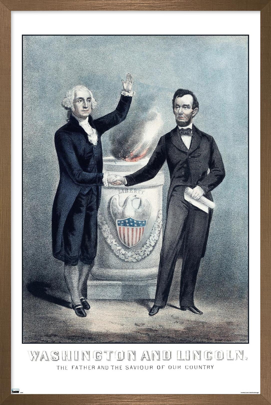 George Washington and Abraham Lincoln Shaking Hands Wall Poster, 14.725 ...
