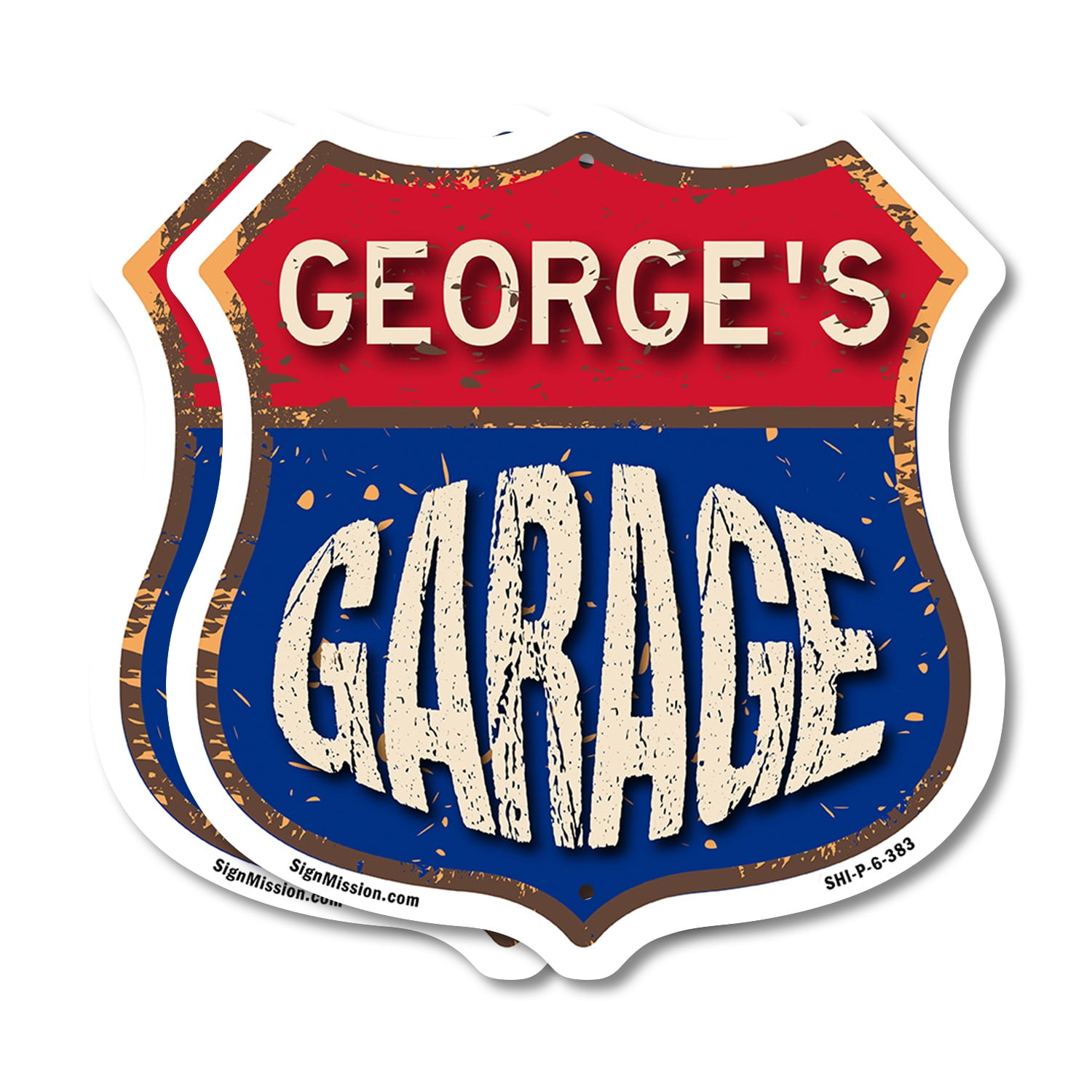George's Garage (2 Pack) 6 inch X 6 inch Shield Shaped Commercial Grade ...