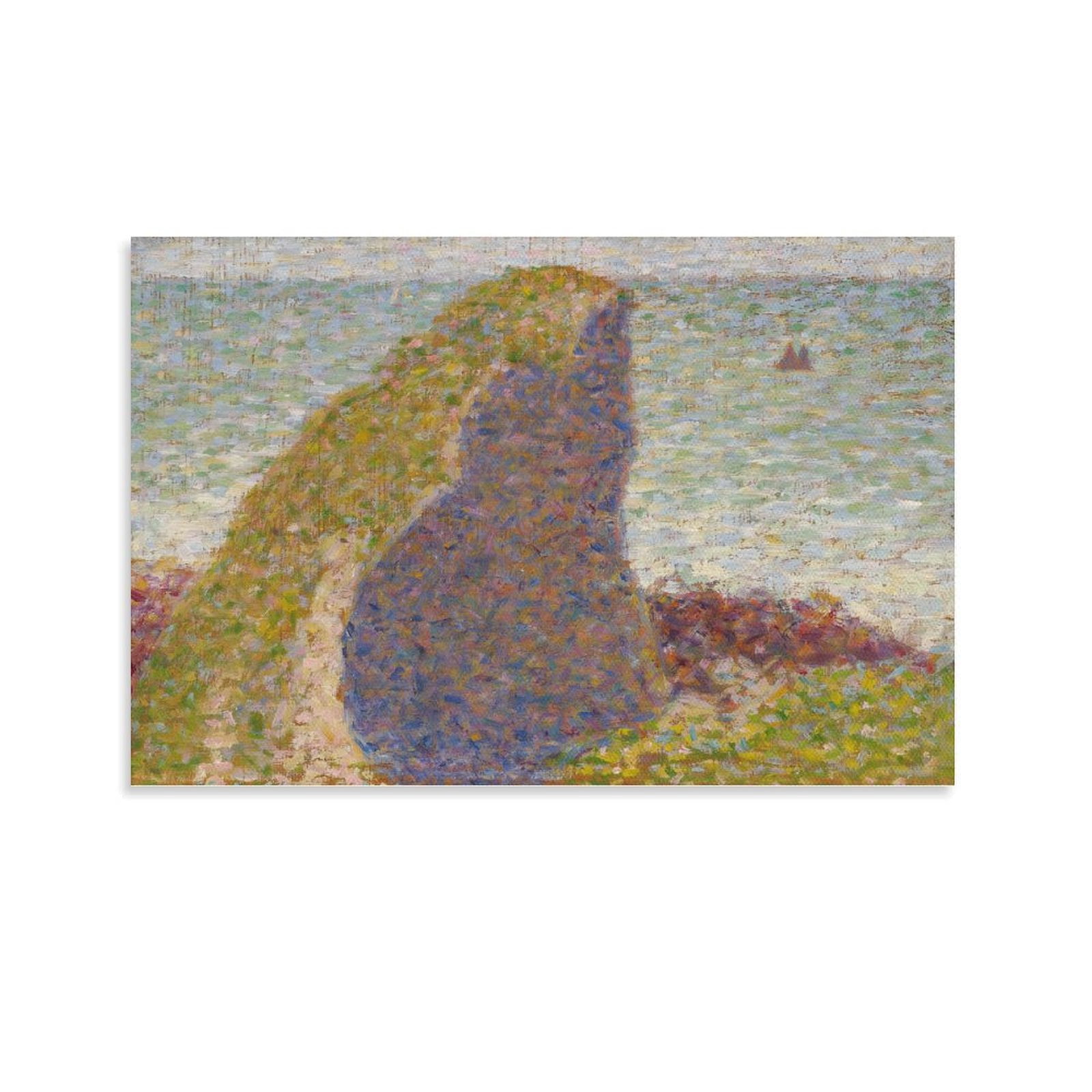 Georges SEURAT Study for Le Bec Du Hoc, Grandcamp Stippling Oil ...