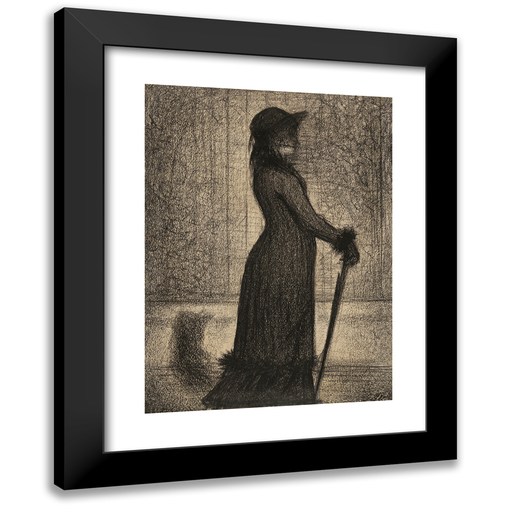 Georges Seurat 11x14 Black Modern Framed Museum Art Print Titled - Woman Strolling (One Elegant ...