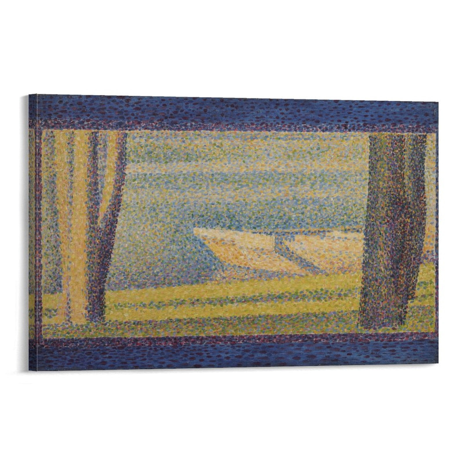 Georges Seurat Moored Boats And Trees Stippling Oil Painting Adornment ...
