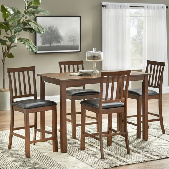 TMS Georgetown 5pc Counter Height Set - Dark Walnut Finish - Walmart.com