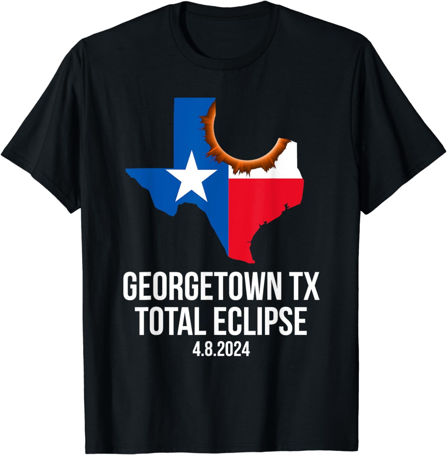 Georgetown Texas Total Eclipse 2024 State Outline Texan Flag T-Shirt - Walmart.com