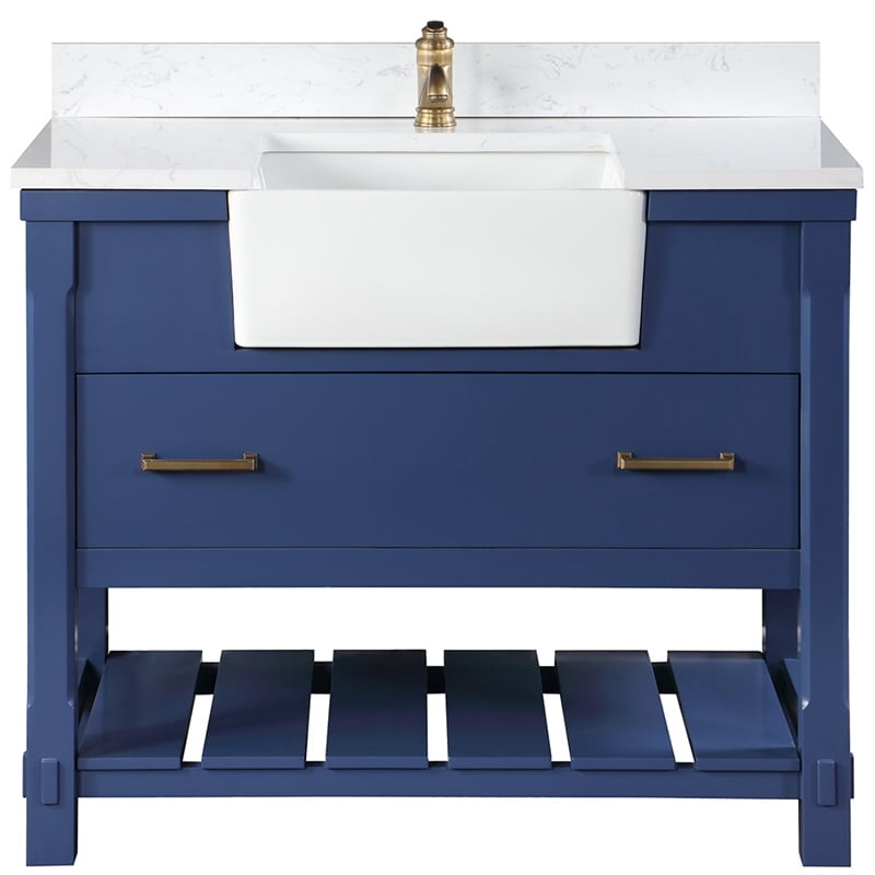 Georgia 42" Vanity Set in Jewelry Blue, Aosta White Stone Top ...