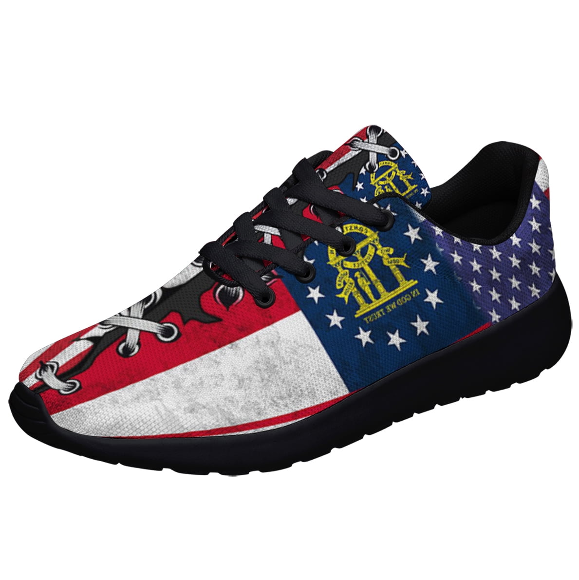 Georgia And American flag Shoes Sneakers for Women Men Black Size 8.5 ...