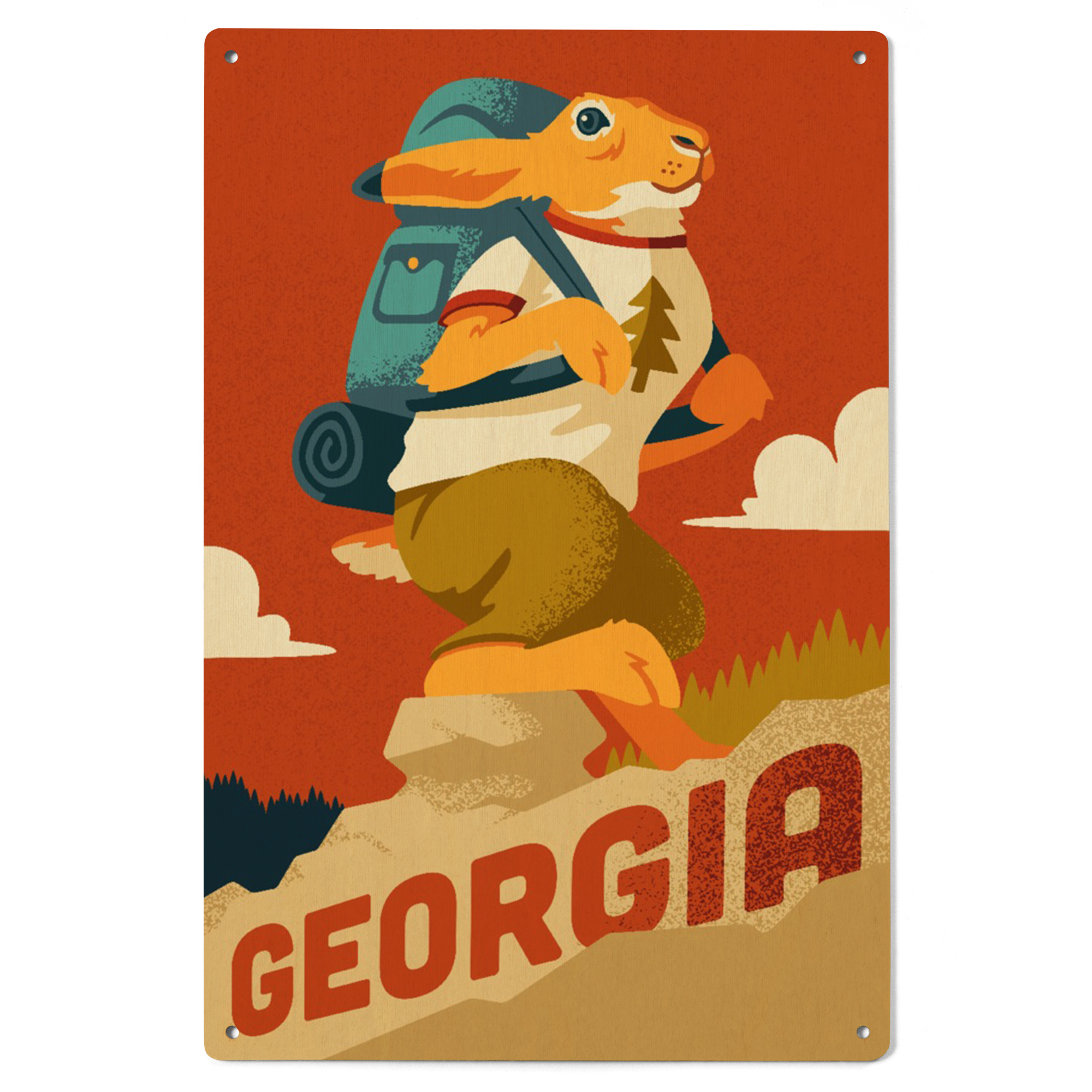Georgia, Animal Activities Series, Hiking Hare Birch Wood Wall Sign ...