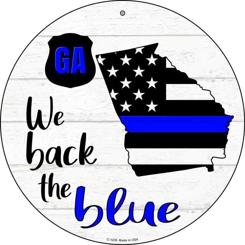 Georgia Back The Blue Round Circular Metal Sign Home Garage Wall Decor ...