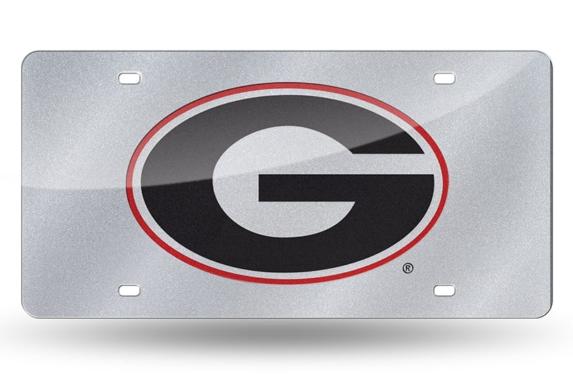 Georgia Bulldog's - Glittery Look - 12x6 Silver License Plate - Walmart.com