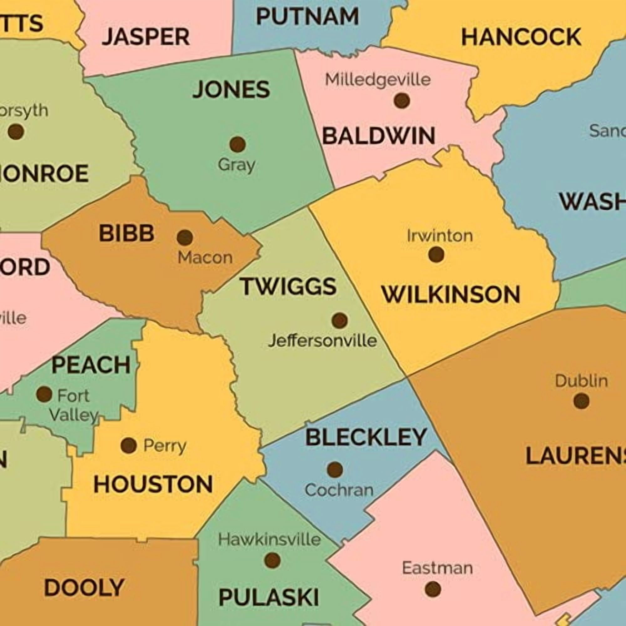 Georgia Counties Map - Large - 48" x 48.75" Paper - Walmart.com