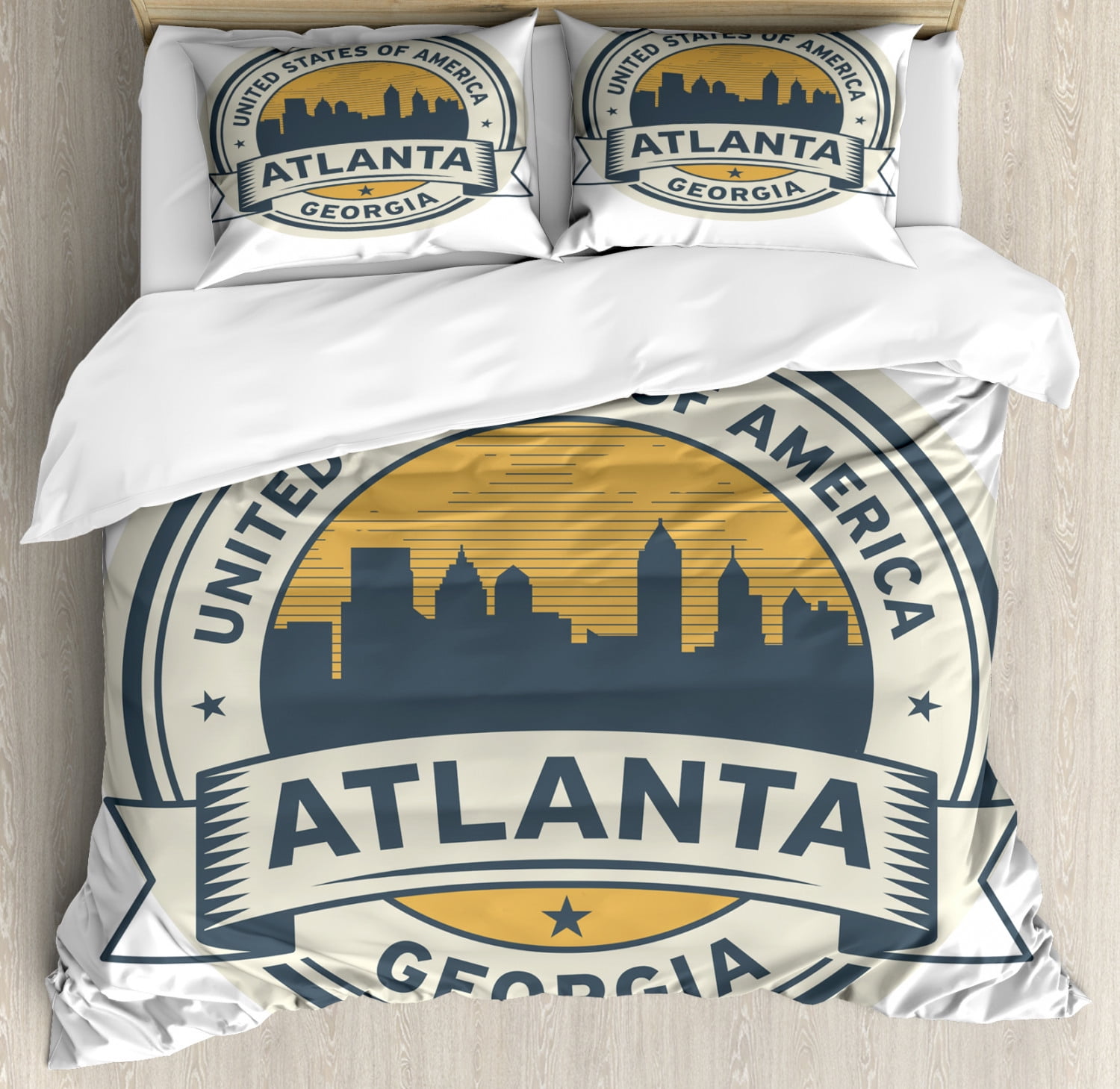 Georgia Duvet Cover Set King Size, Emblem Inspired Lettering United ...