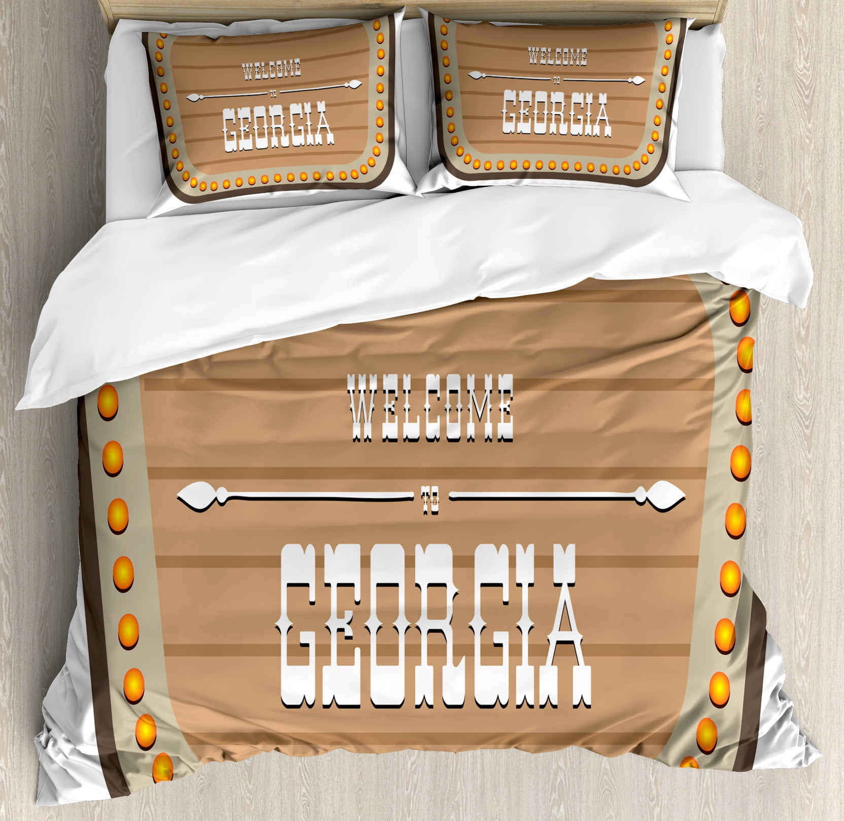 Georgia Duvet Cover Set, Pattern of Vintage Country-Themed Wording on a ...