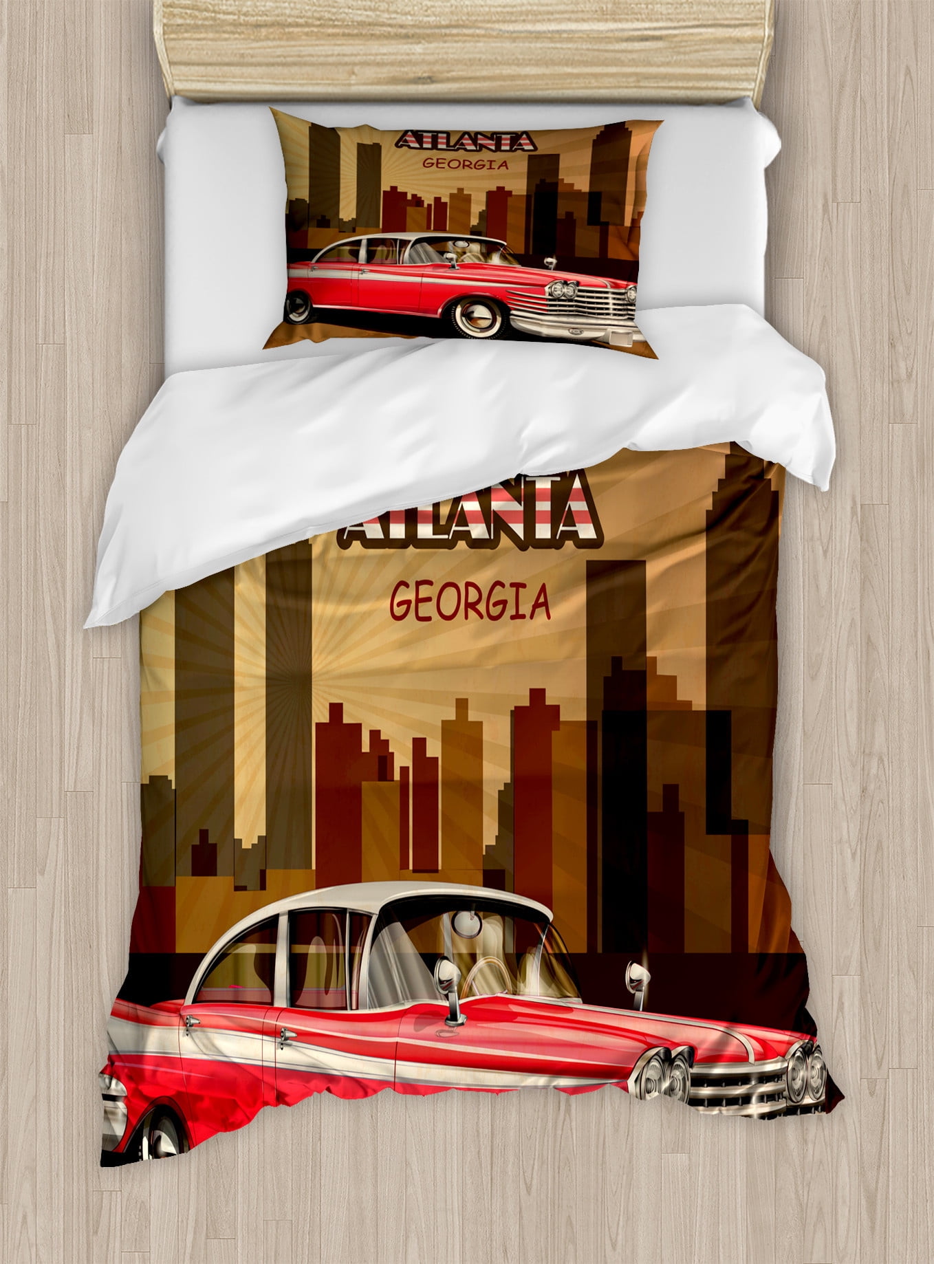 Georgia Duvet Cover Set, Welcome to Atlanta Retro Concept Old Classic ...