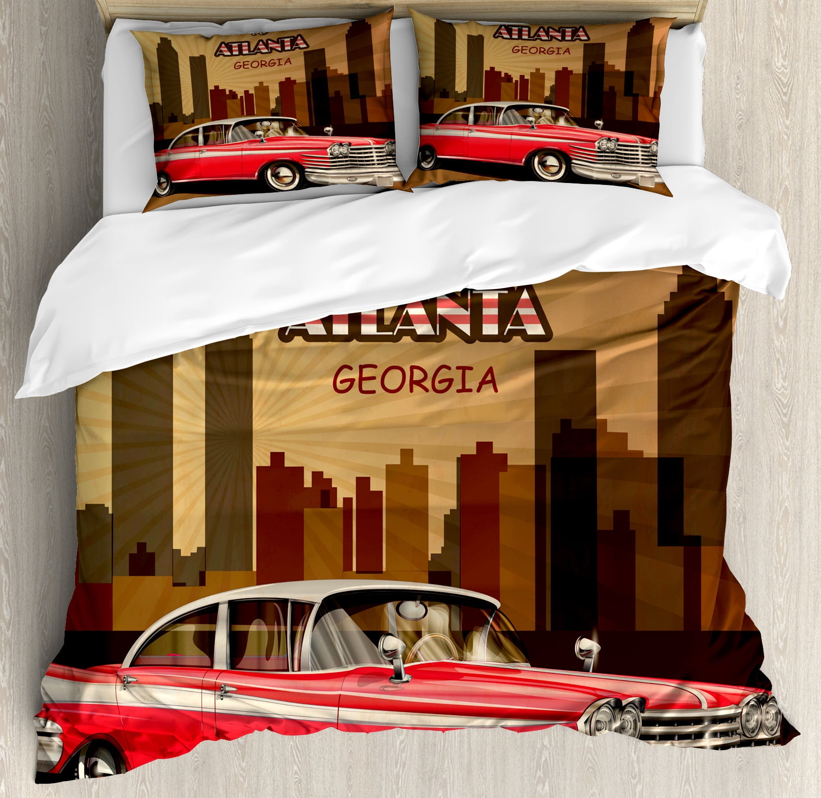Georgia Duvet Cover Set, Welcome to Atlanta Retro Concept Old Classic ...