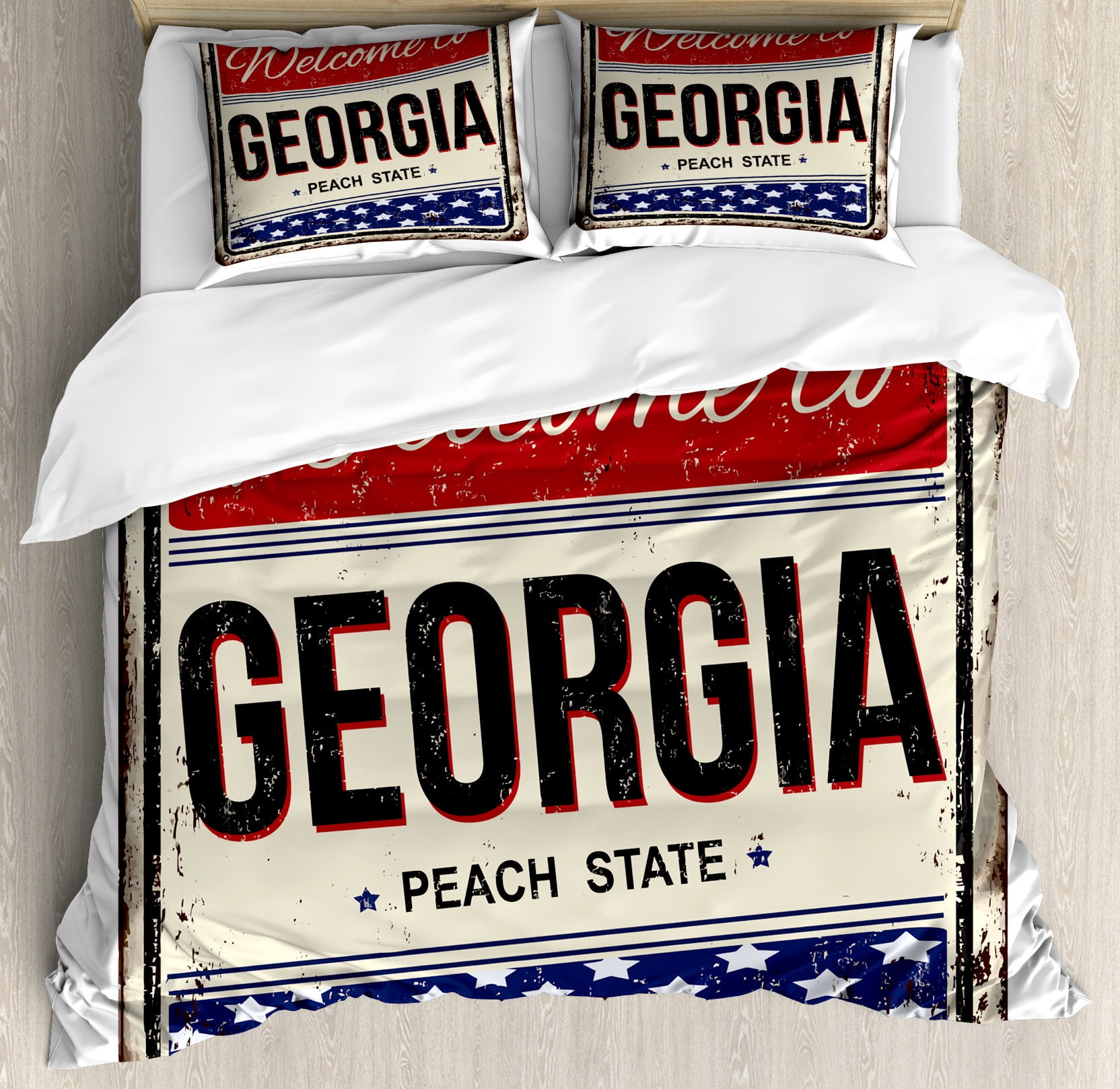 Georgia Duvet Cover Set, Welcoming Sign Illustrated in a Grunge Layout ...