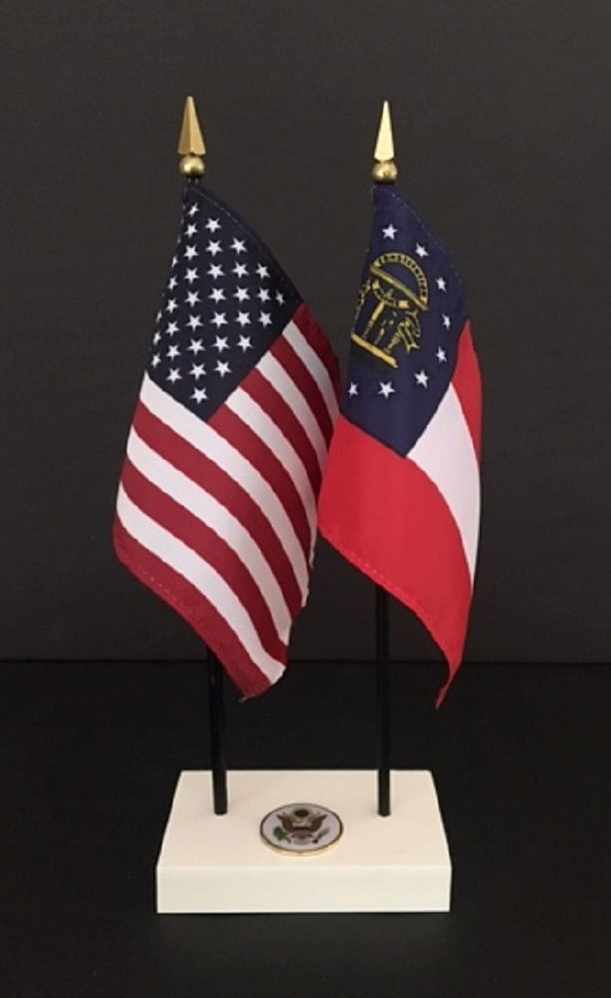 Georgia Executive Desk Set; Two 4x6 Inch Flags, White Base with US Seal ...