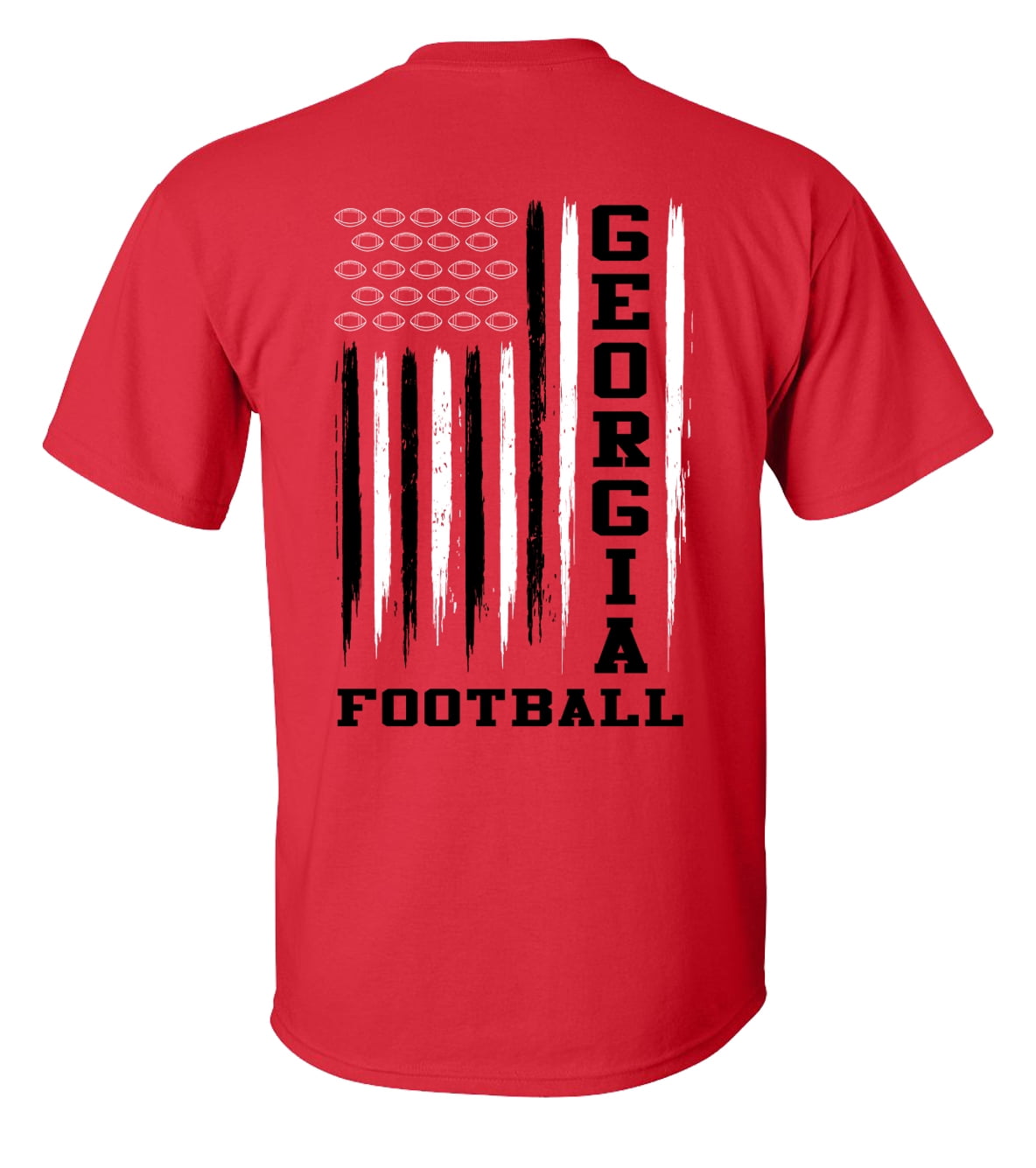 Georgia Football Team UGA Color Red & Black American Flag Men's T-Shirt ...