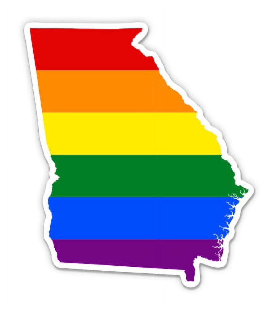 Georgia Gay Flag State Shape Rainbow Pride LGBT - 12" Vinyl Sticker ...