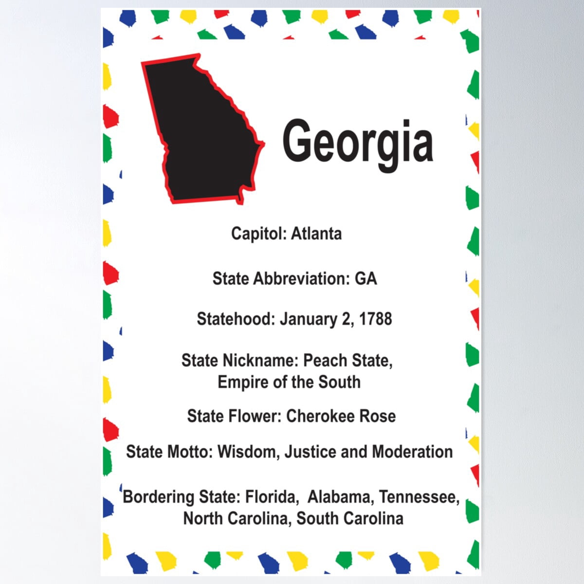 Georgia Information Educational Poster Wall Art, Modern Wall Decor For ...