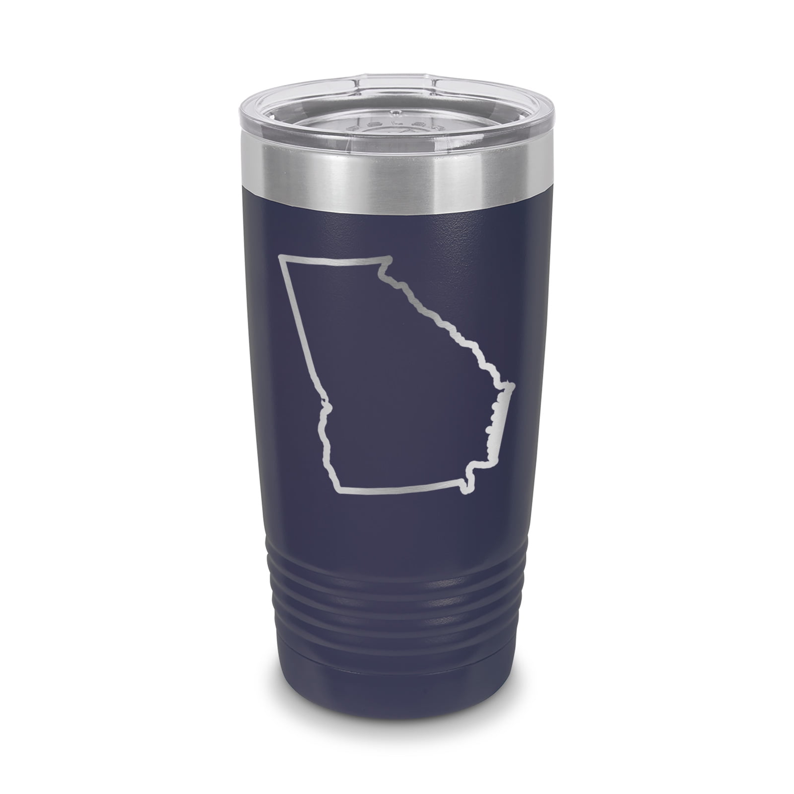 Georgia Outline Tumbler 20 oz - Laser Engraved w/ Clear Lid - Stainless ...