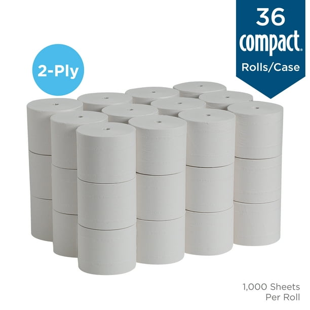 Georgia-Pacific Compact® Coreless 2-Ply Toilet Paper, 19375, 36 Rolls ...