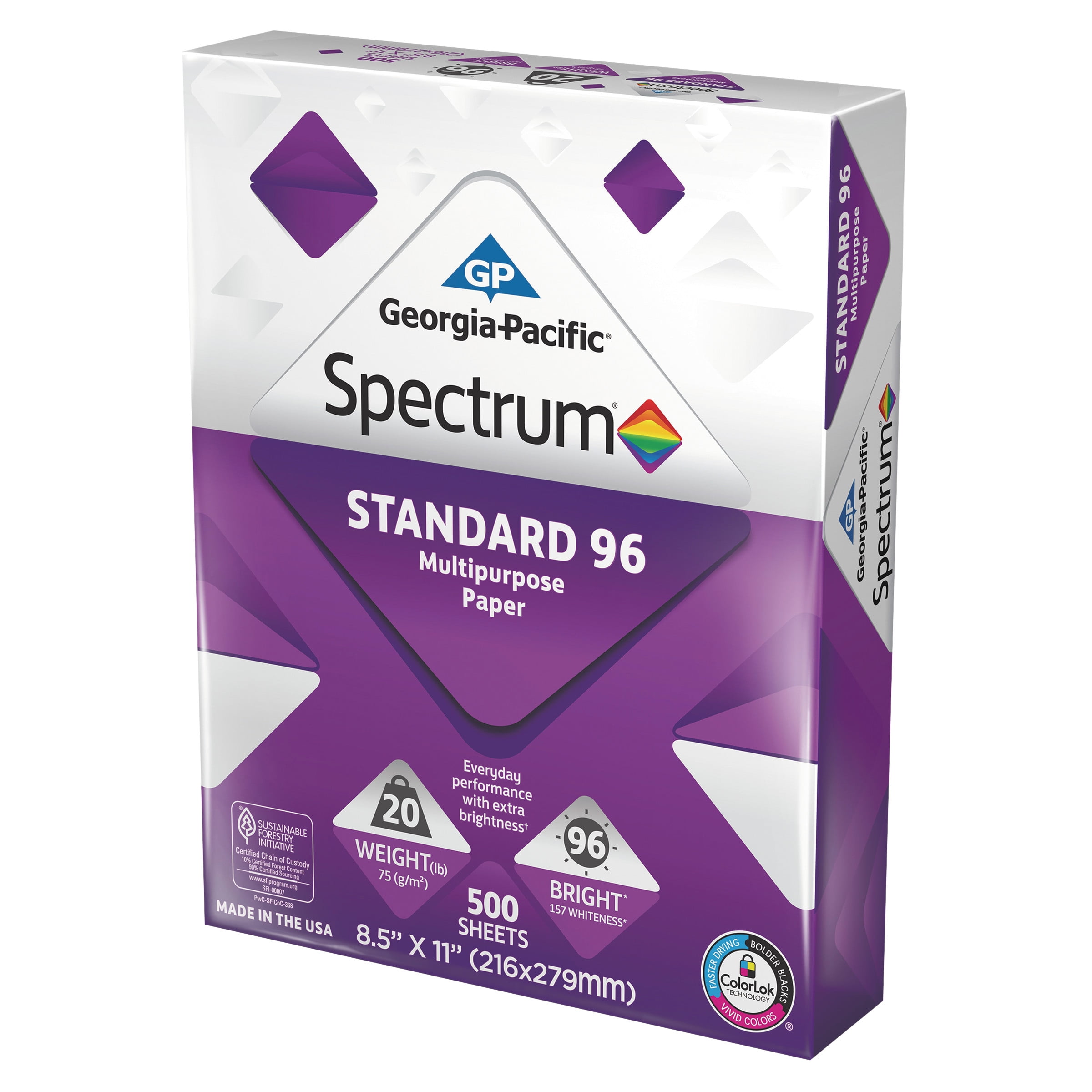 Georgia Pacific Spectrum Standard 96 Inkjet/Laser Paper, 20lb, 8-1/2" x ...