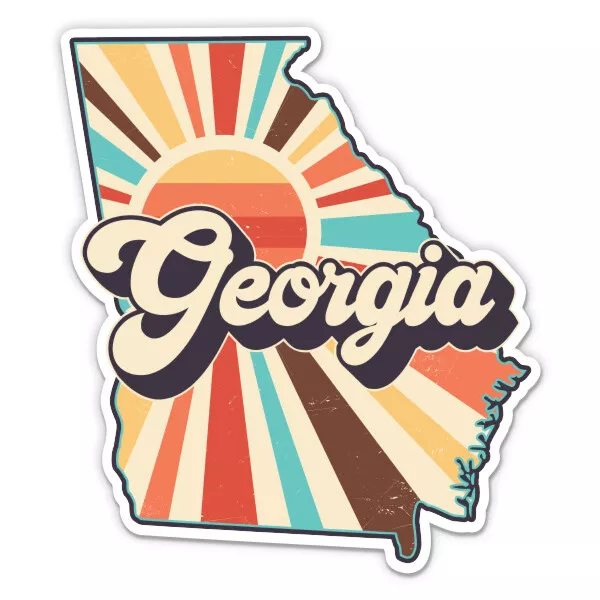 Georgia Retro Style State Sticker Phone Decal Water Bottle Stickers Car ...