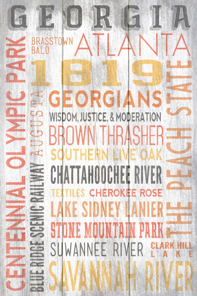 Georgia, Rustic Typography (16x24 Giclee Gallery Art Print, Vivid ...