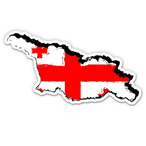 Georgia Shape Country Georgian Flag - 12" Vinyl Sticker Waterproof ...