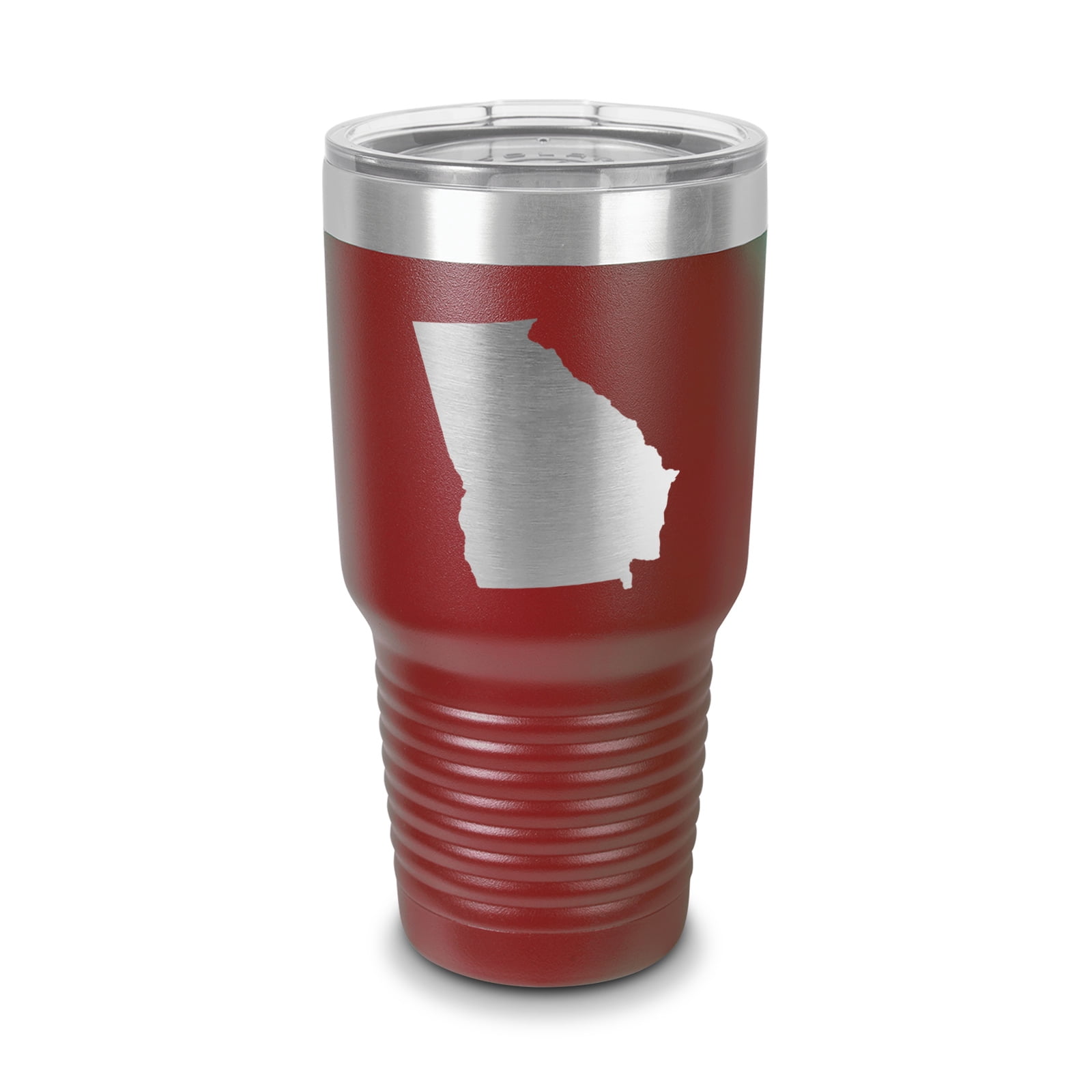 Georgia Shaped Tumbler 30 oz - Laser Engraved w/ Clear Lid - Stainless ...