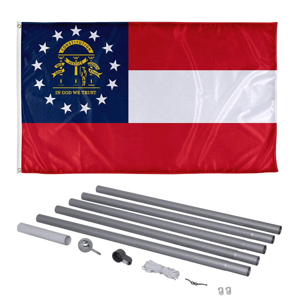 Georgia State Flag and 20ft Flagpole with PVC Ground Insert Included ...