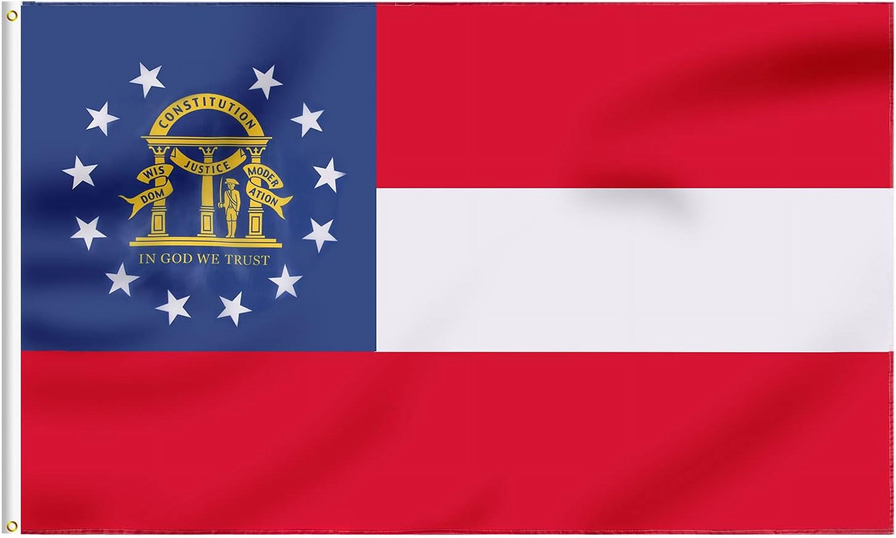 Georgia State Flag, Large GA Flags with 1 Printed Vivid Color and Fade ...