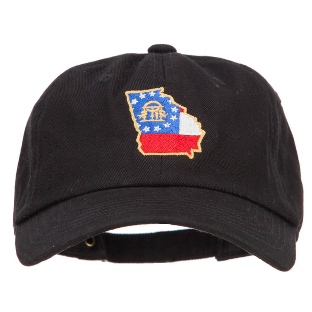 Georgia State Flag Map Embroidered Unstructured Washed Cap - Black OSFM ...