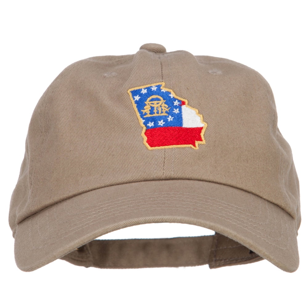 Georgia State Flag Map Embroidered Unstructured Washed Cap - Khaki OSFM ...