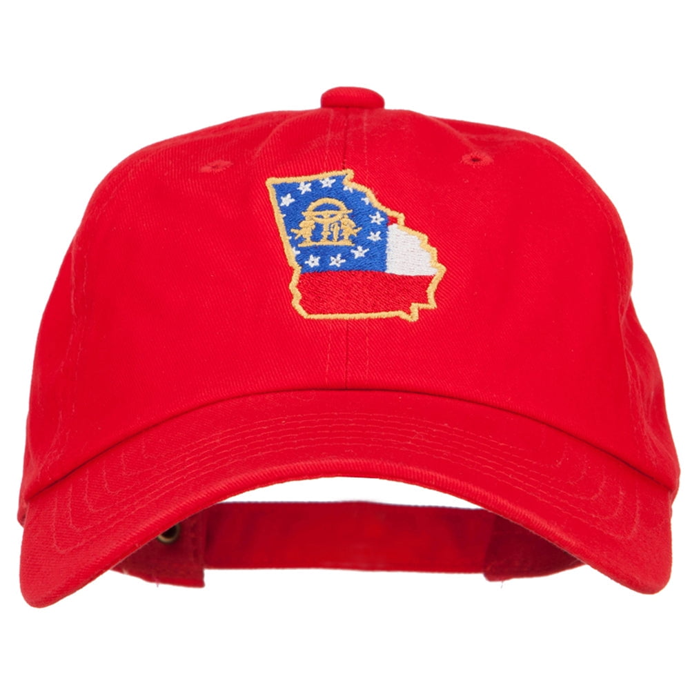 Georgia State Flag Map Embroidered Unstructured Washed Cap - Red OSFM ...