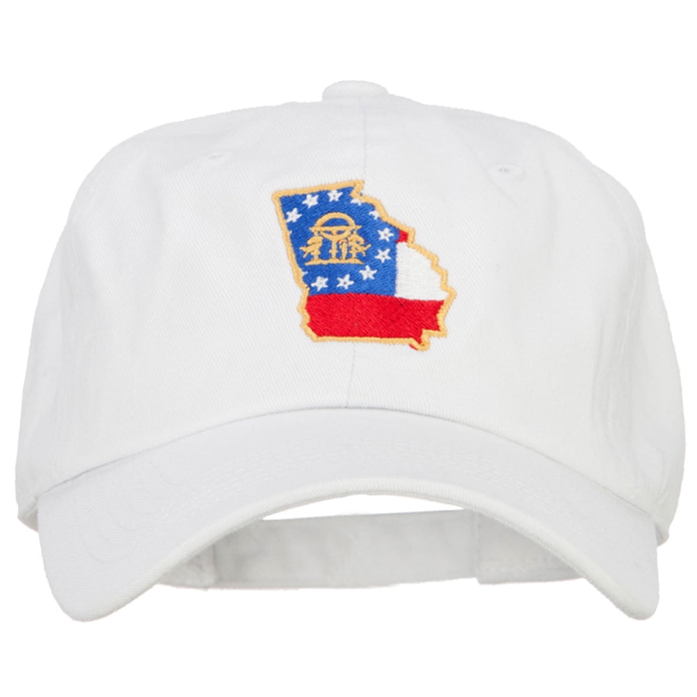 Georgia State Flag Map Embroidered Unstructured Washed Cap - White OSFM ...