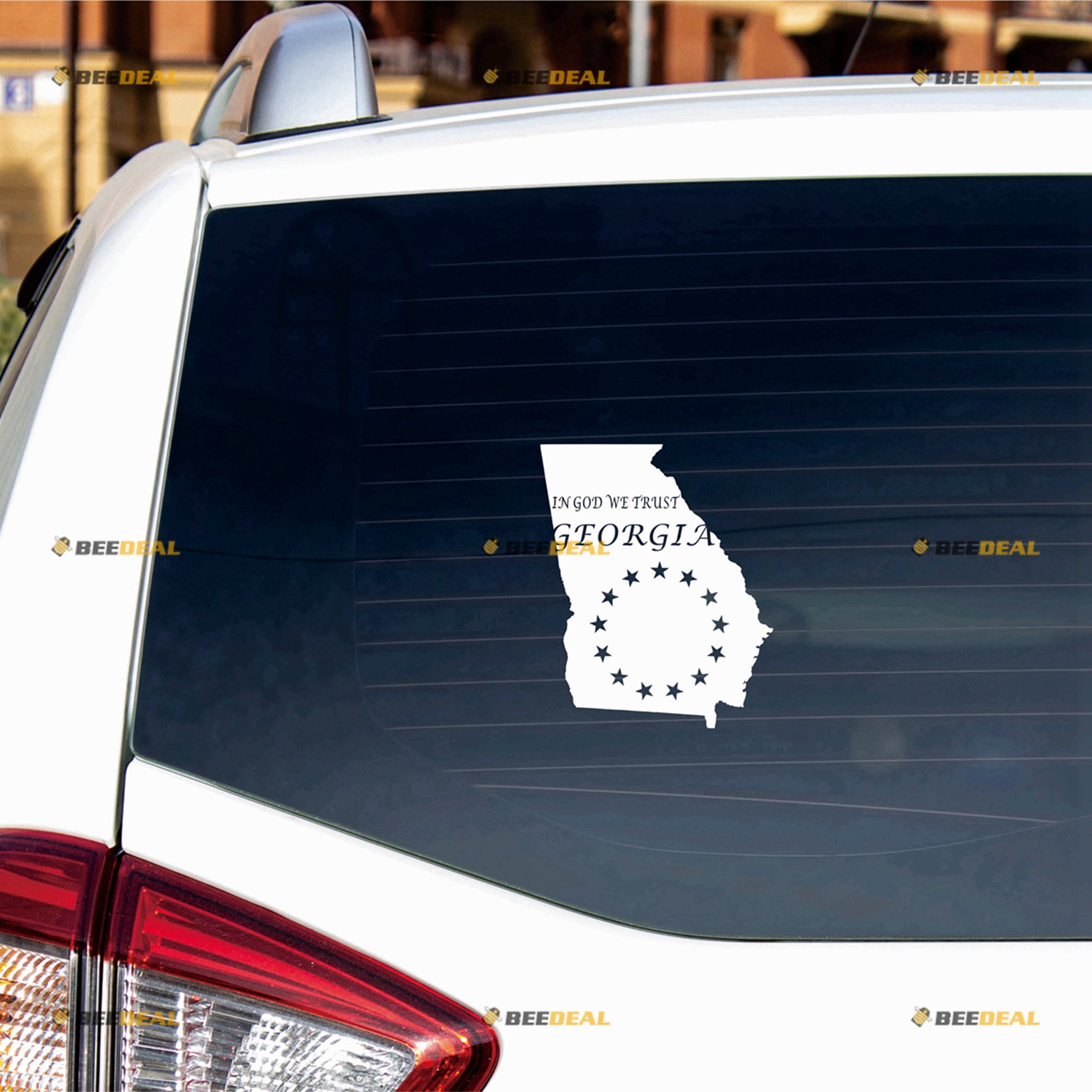Georgia State Flag Map Star In God We Trust Sticker Decal Vinyl - White ...