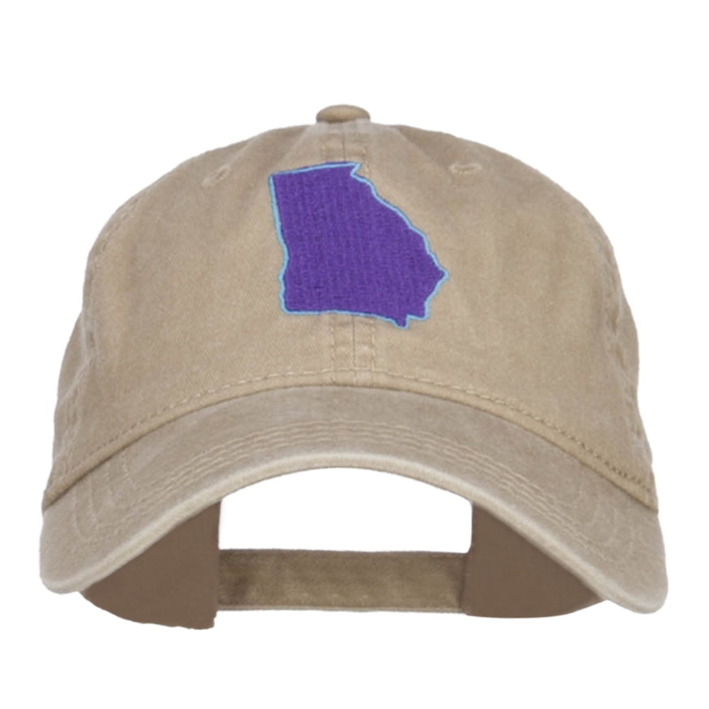Georgia State Map Embroidered Washed Cap - Khaki OSFM - Walmart.com