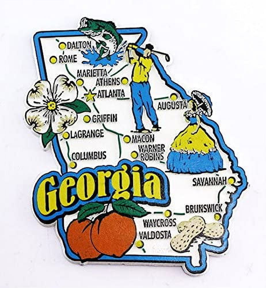 Georgia State Map and Landmarks Collage Fridge Souvenir Collectible ...