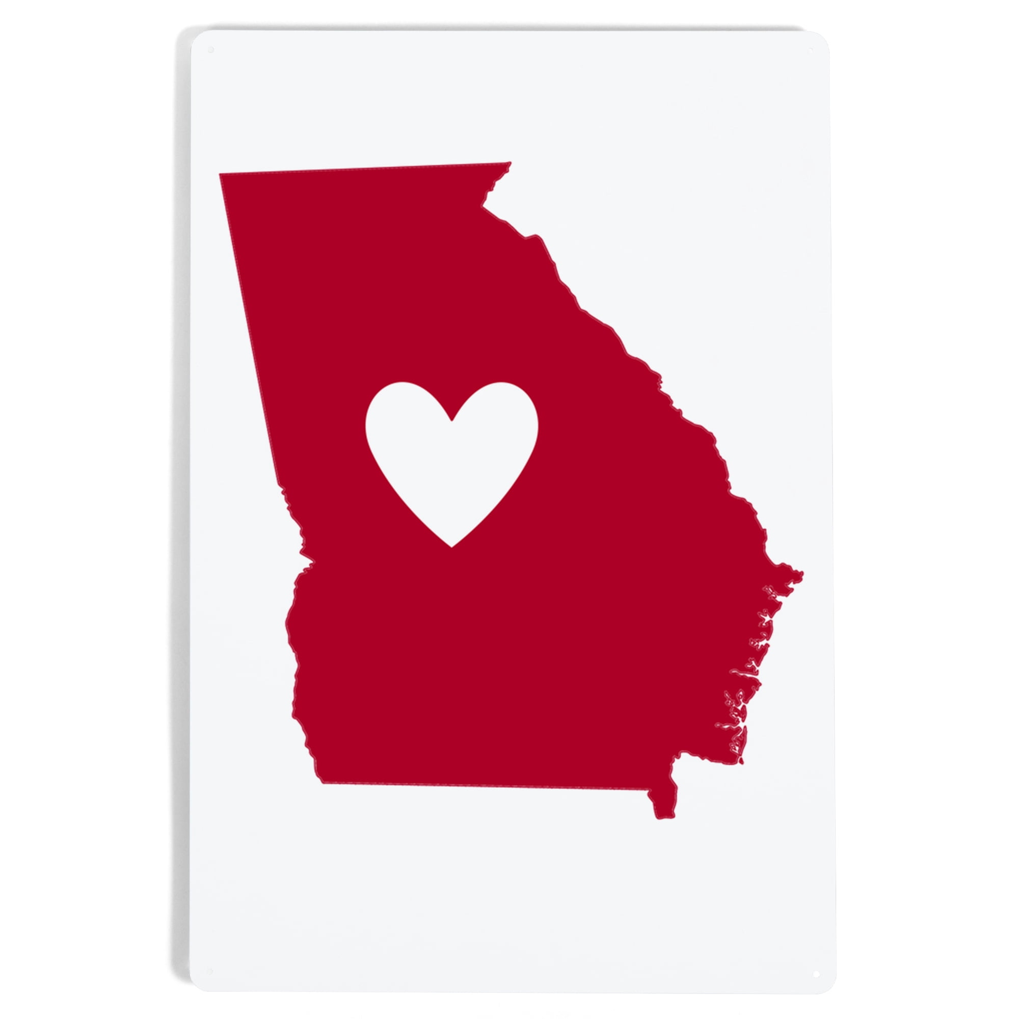 Georgia, State Outline and Heart (12x18 Aluminum Art, Indoor Outdoor ...