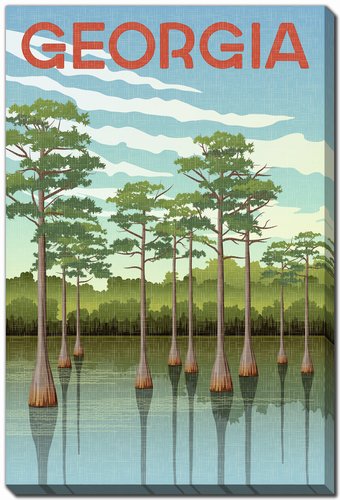 Georgia State Poster, 22" x 28" Print on Canvas Wall Art by Art Source ...