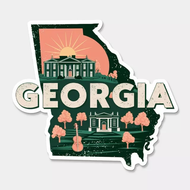 Georgia State Printed Sticker Usa Ga United States Car Window Phone ...