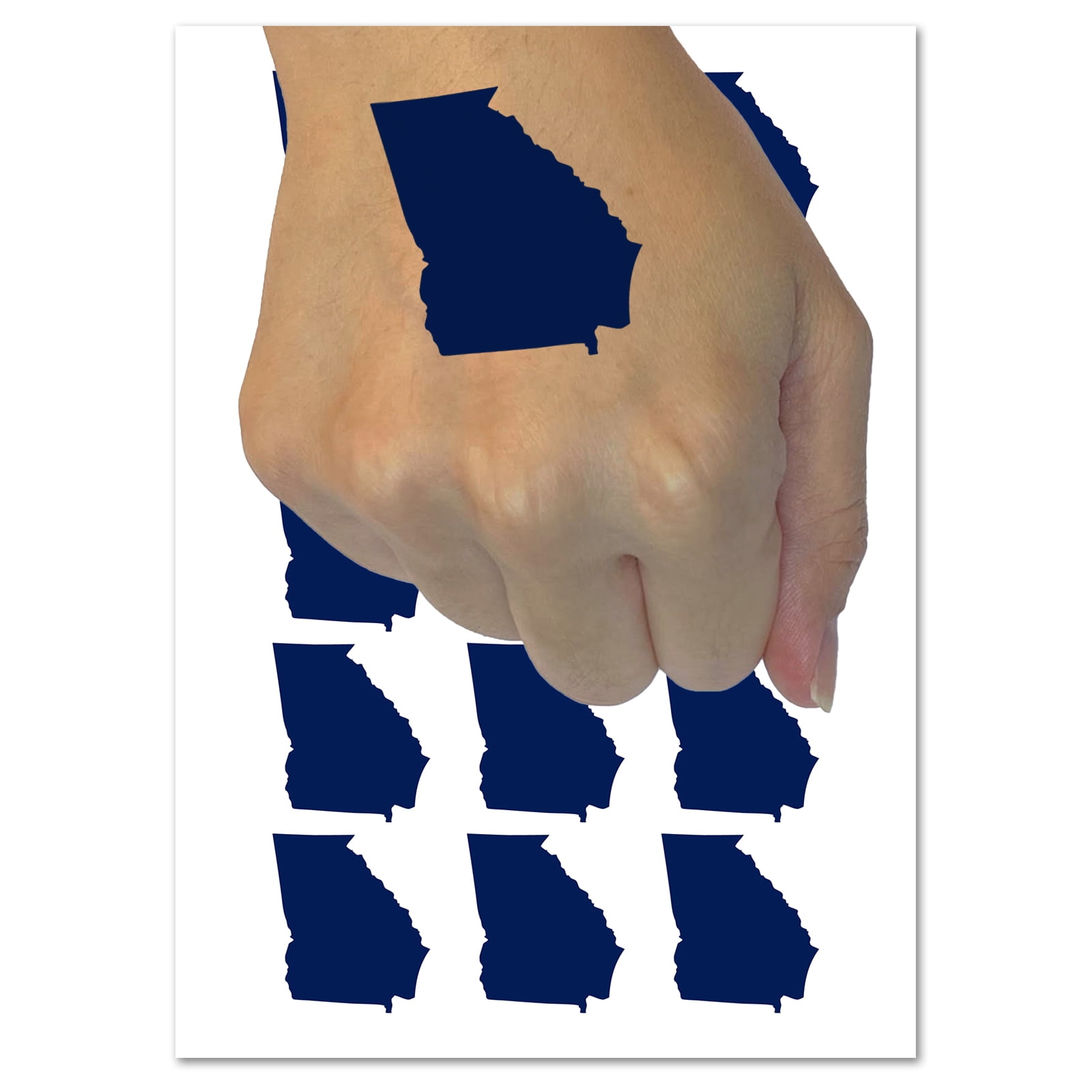 Georgia State Silhouette Water Resistant Temporary Tattoo Set Fake Body ...