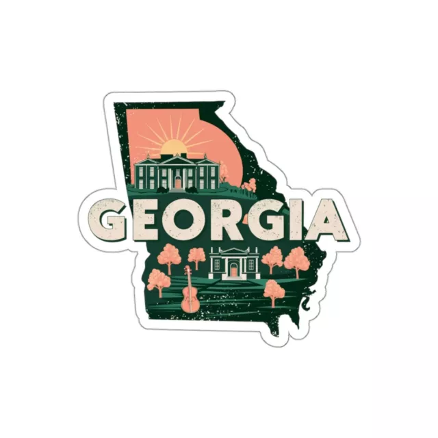 Georgia State Vinyl Stickers Outline Aesthetic Design United States Of ...