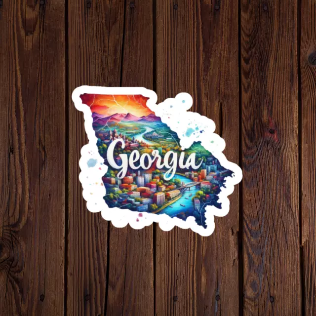 Georgia Sticker American Flag State Outline Novelty Laptop Car Sticker ...