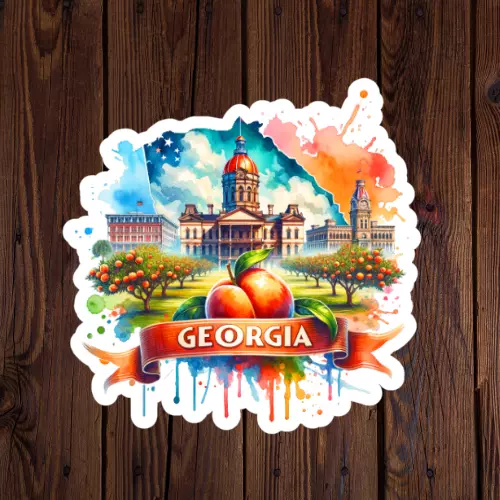 Georgia Sticker American Flag State Outline Novelty Laptop Sticker ...